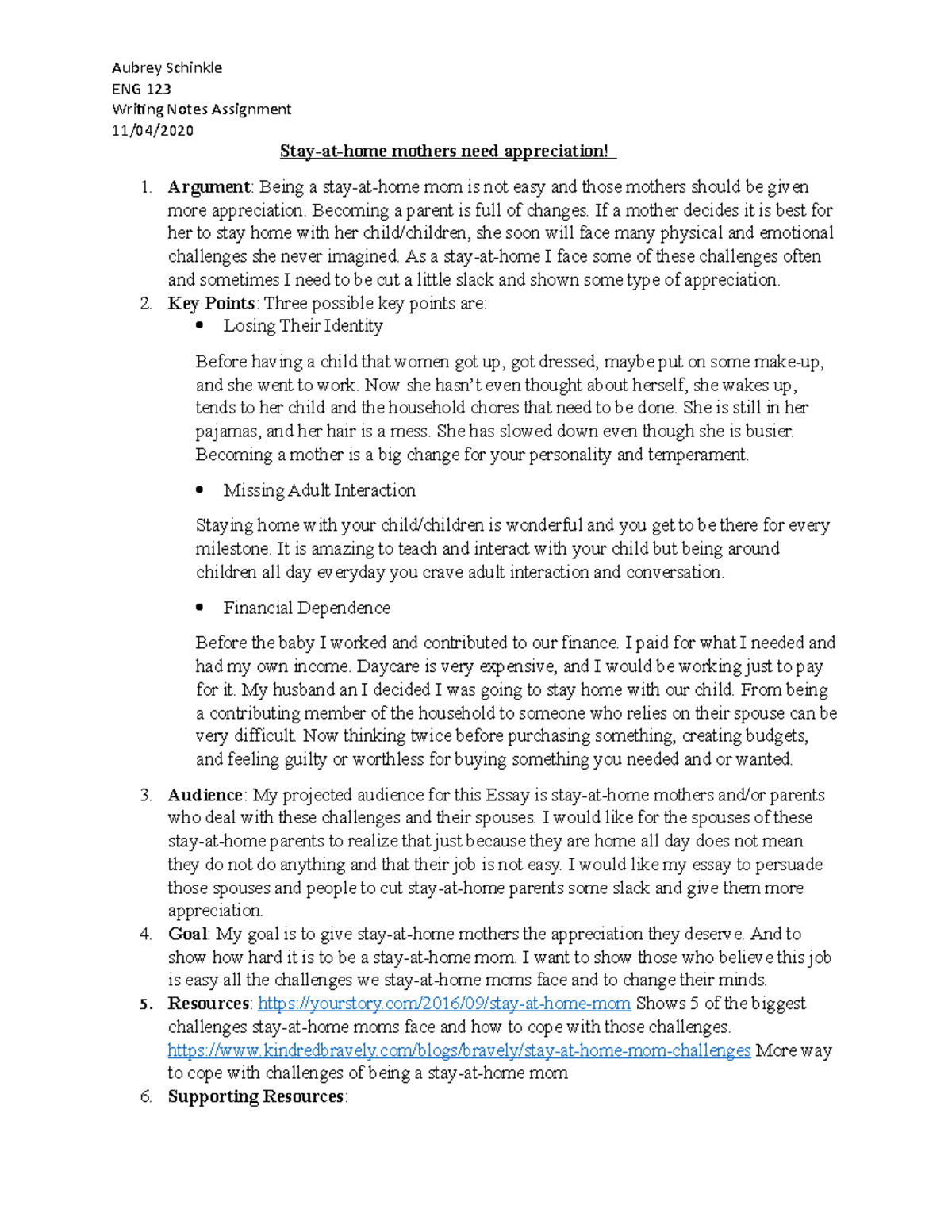 ENG 123 2-2 Writing Notes - Aubrey Schinkle ENG 123 Wriing Notes ...