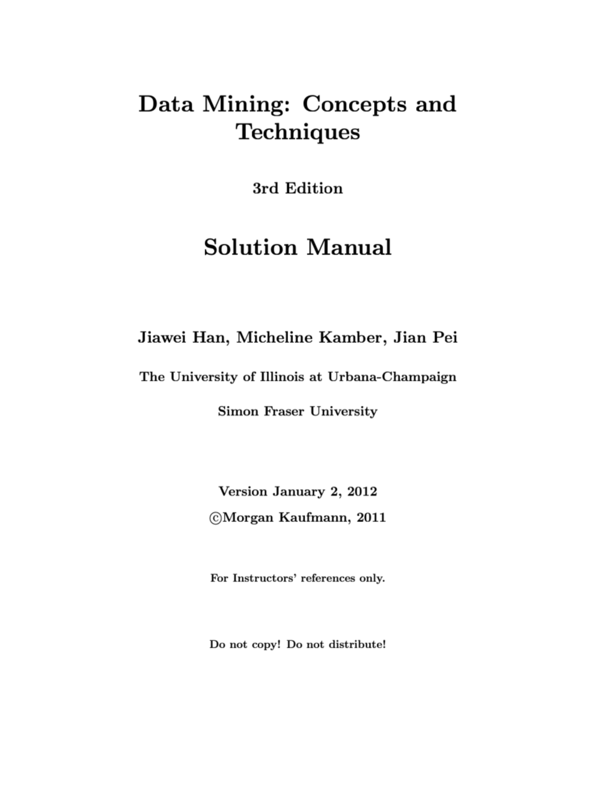 Instructor's manual - data mining... boo... - COMP 241 - Studocu