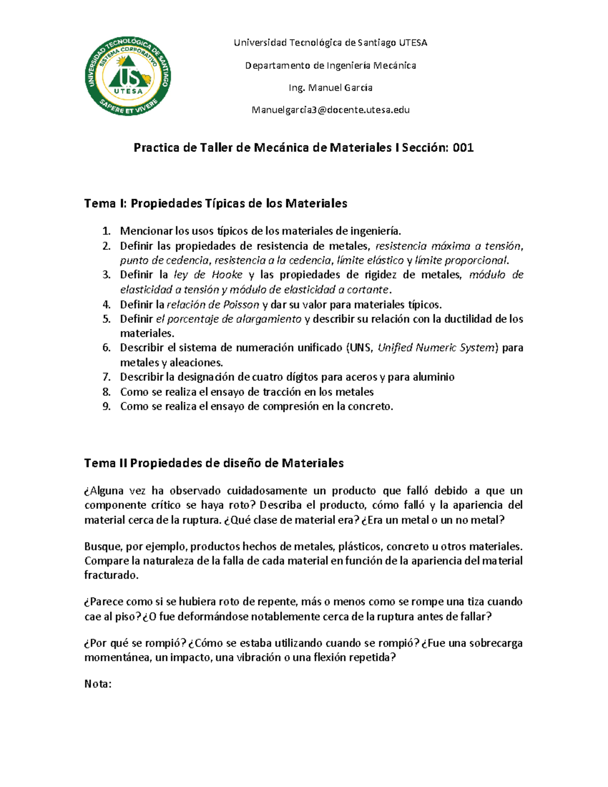 2da Practica Universidad Tecnológica De Santiago Utesa Departamento