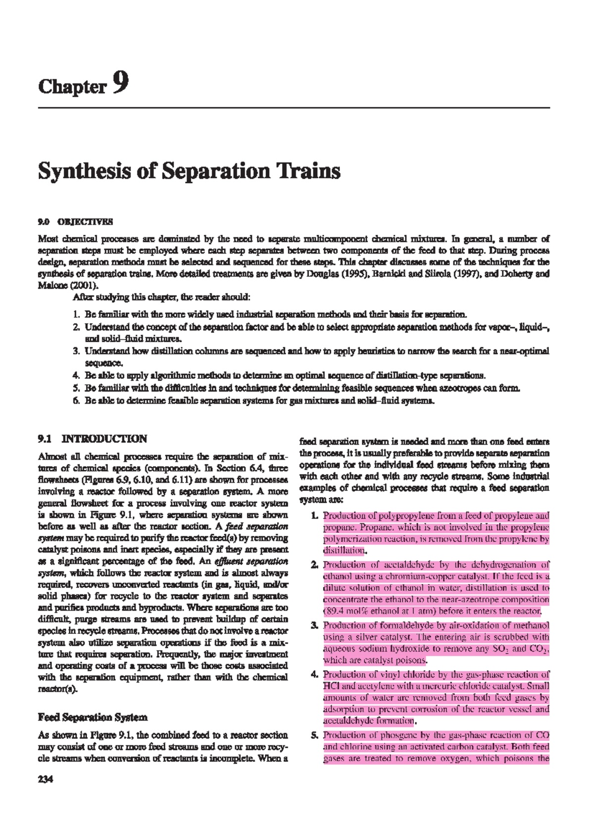 Quiz chapter - Read - Chapter 9 Synthesis of Separation Trains 9 ...