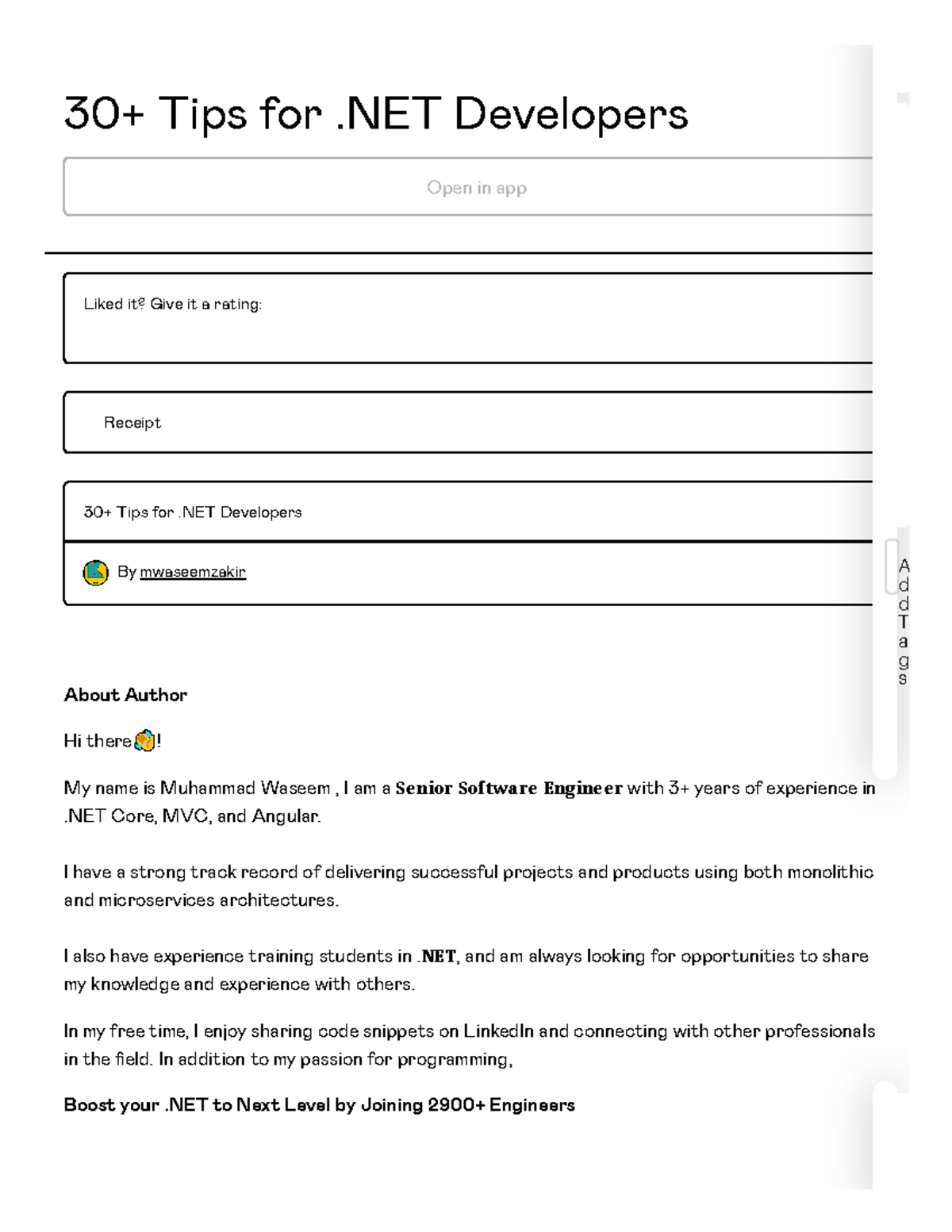30+ Tips for .NET Developers - 30+ Tips for .NET Developers Liked it? Give it a rating: Receipt ...