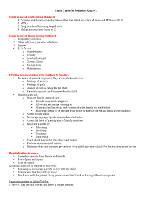 Pediatrics Exam 2 study guide - Exam 2 Study Guide, Peds Module 6 ...