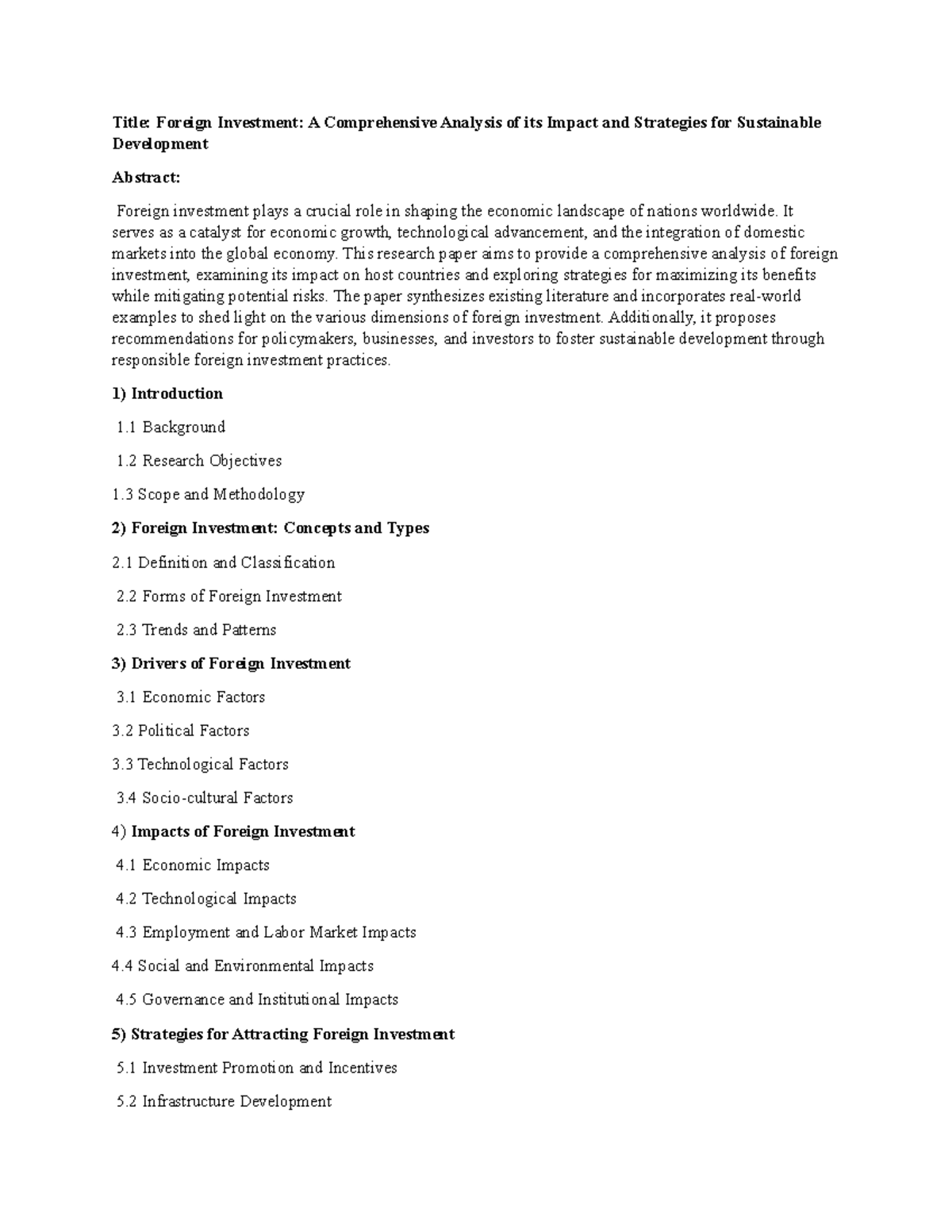 Foreign Investment - business - Title: Foreign Investment: A ...