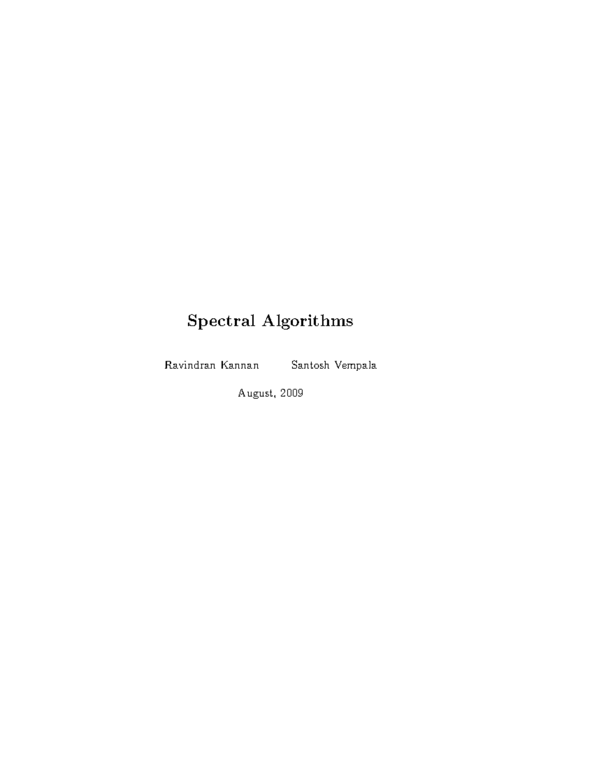 Spectralbook - spectral algorithms book - Spectral Algorithms Ravindran ...