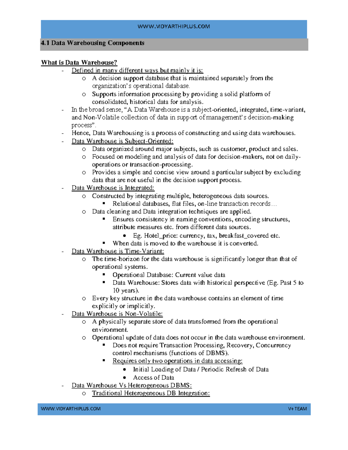 Lecture 1b- Data Warehousing Concepts - 4 Data Warehousing Components ...