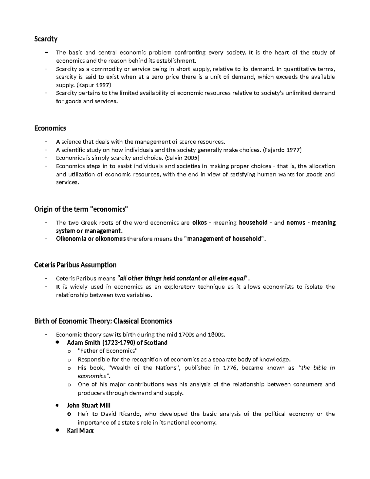 Managerial economics - Scarcity The basic and central economic problem ...