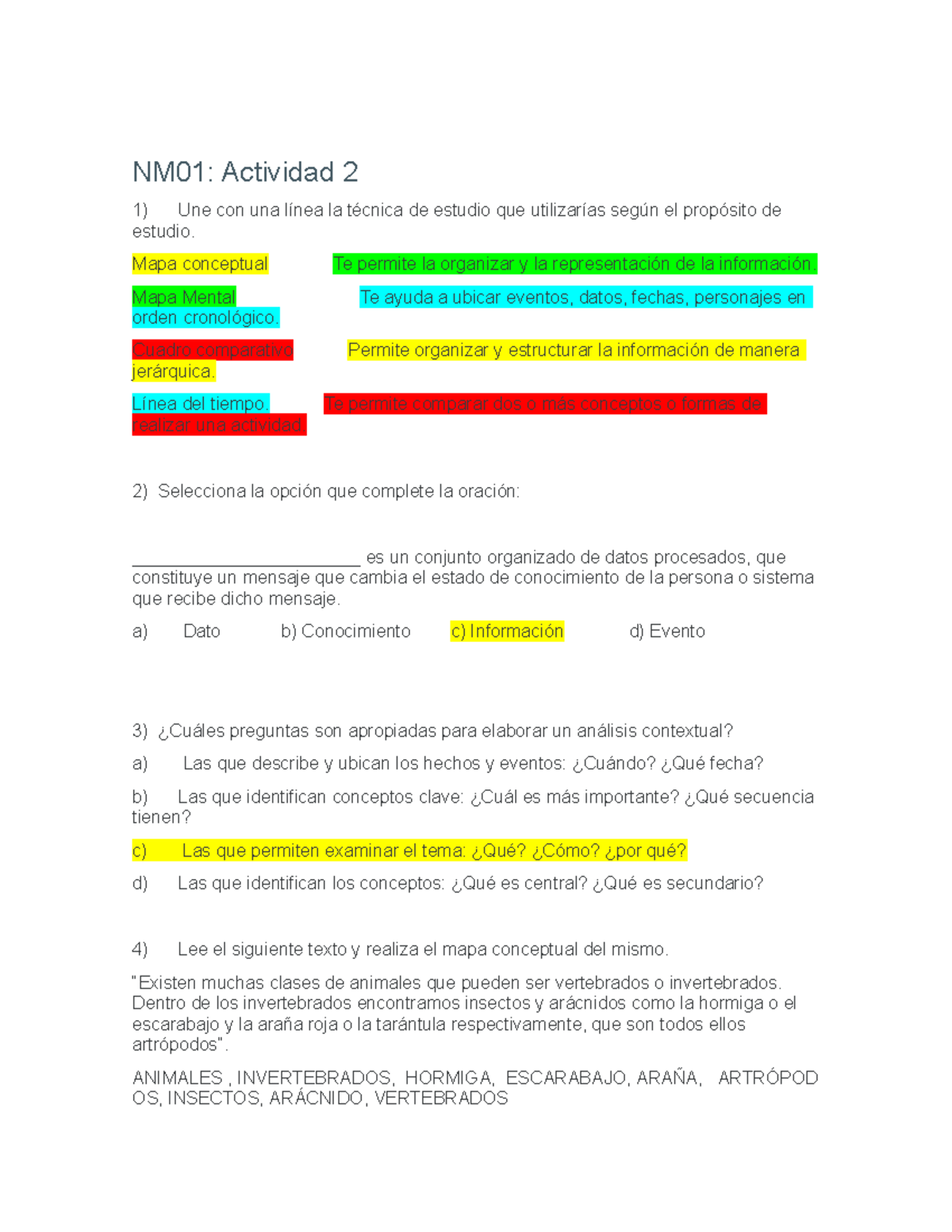 NM01 Actividad 2 - jsbbs - NM01: Actividad 2 Une con una línea la técnica de estudio que ...