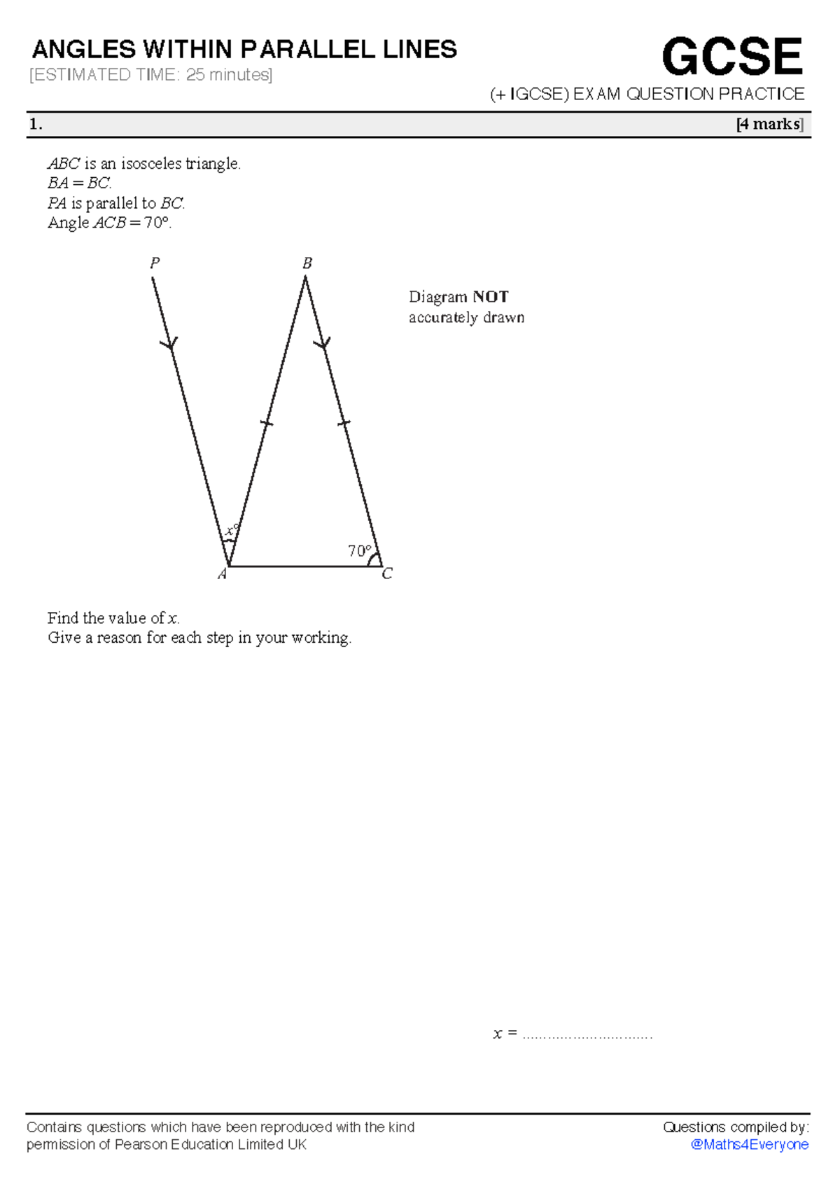Angles within parallel lines - ANGLES WITHIN PARALLEL LINES [ESTIMATED ...