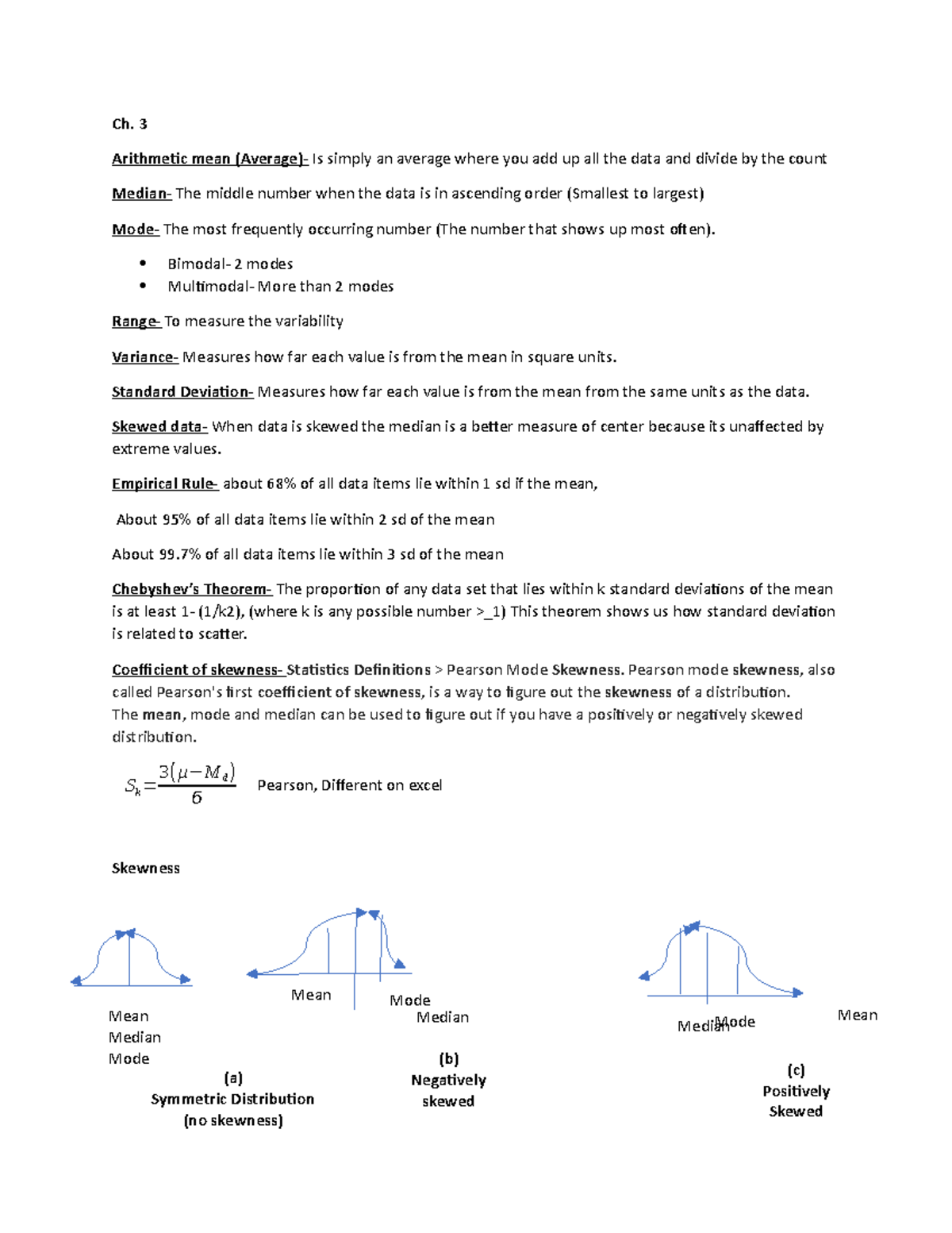 Review Ch3 - Professors name is Lisa Mackay - Ch. 3 Arithmetic mean ...