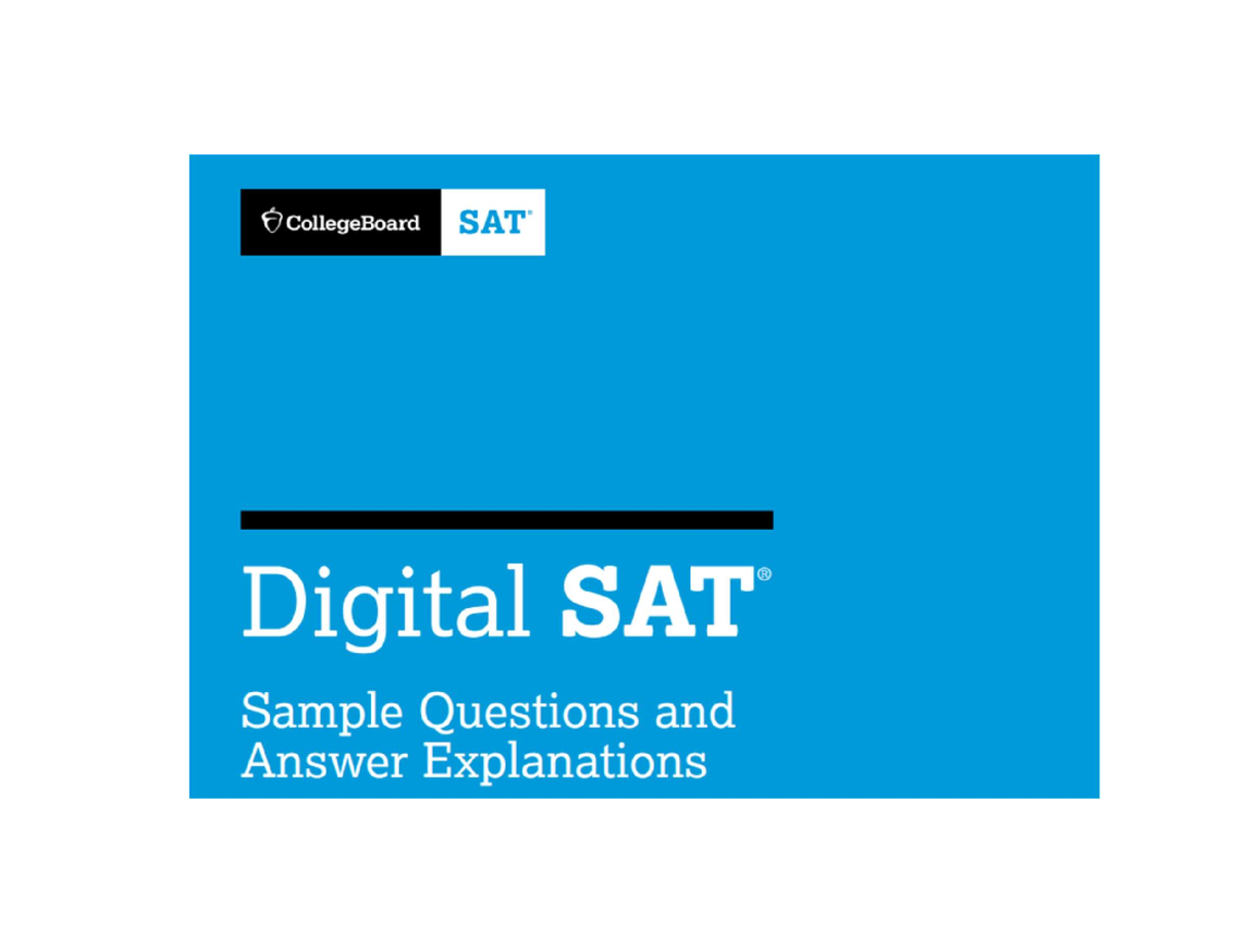 Digital SAT Sample Questions R&W - CollegeBoard SAT Digital SAT Sample ...