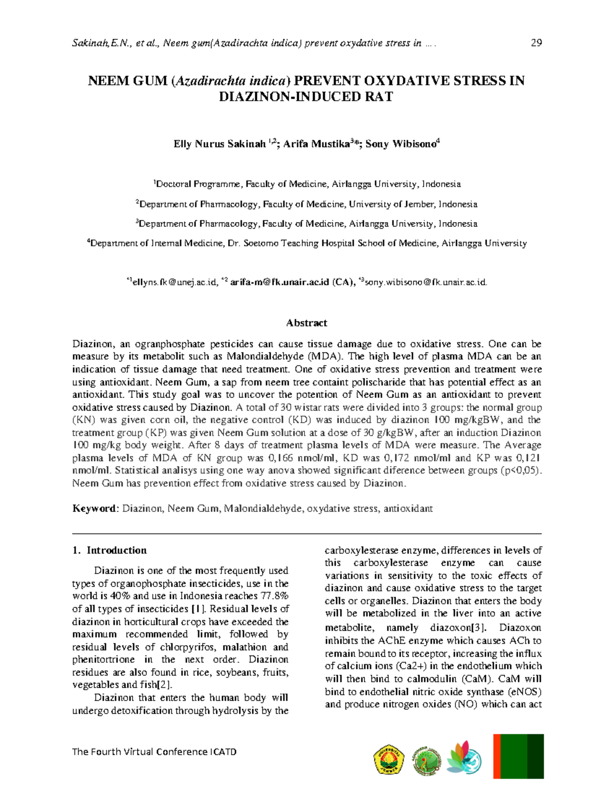 NEEM GUM (Azadirachta indica) Prevent Oxydative Stress - Sakinah,E., et ...