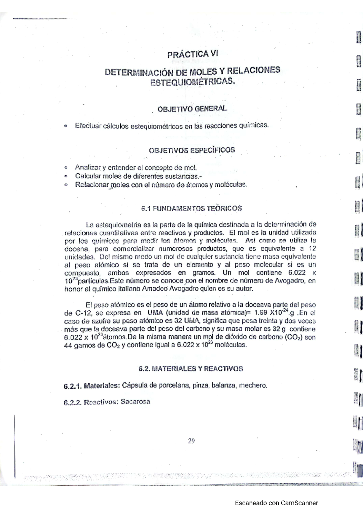 Practica NO. 6 - Determinación DE Moles Y Relación Estequiometrica ...