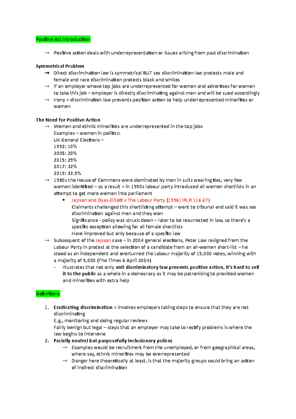 (6) Positive Action - Positive Act Introduction Positive action deals ...