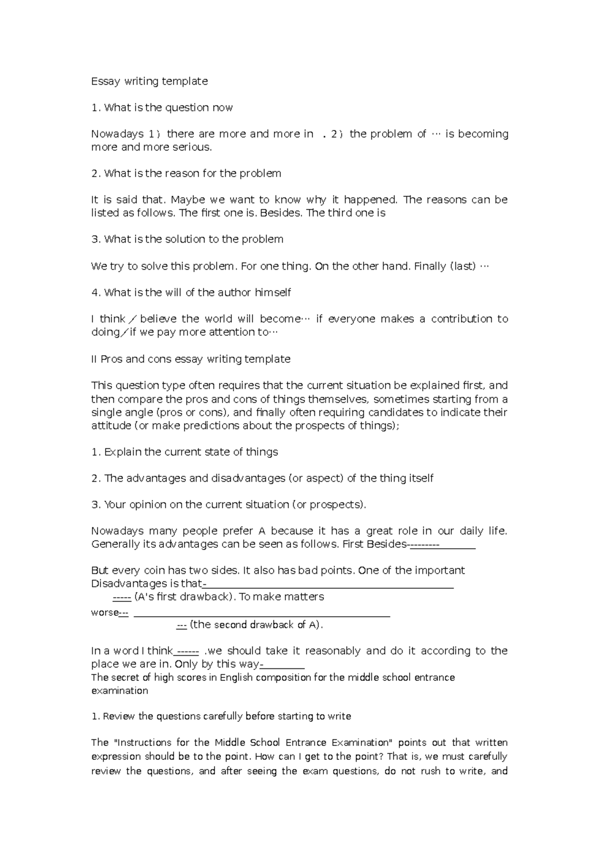 Essay writing template WR122 - Essay writing template 1. What is the ...