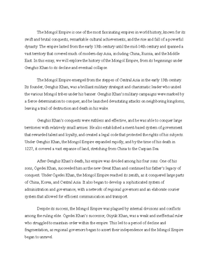 The Decline and Fall of the Mongol Empire Causes and Consequences - The ...