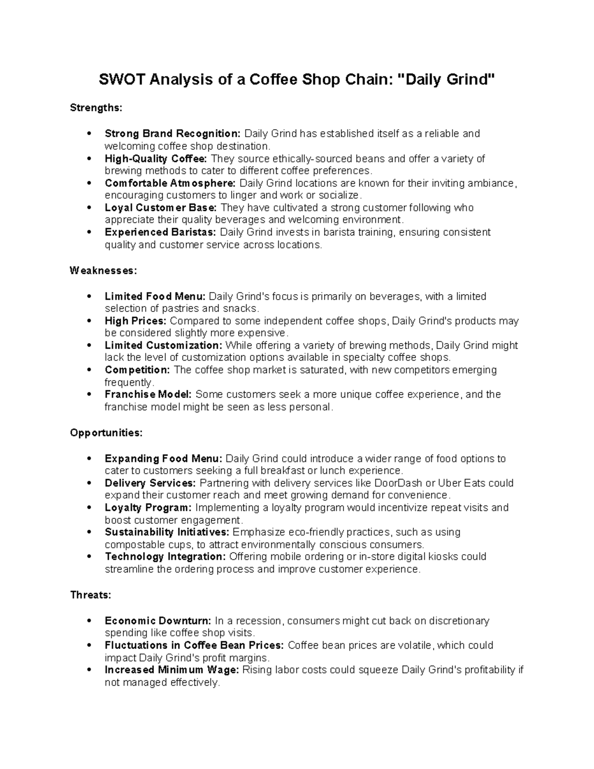 SWOT - it is a lecture that exercises your knowledge - SWOT Analysis of ...