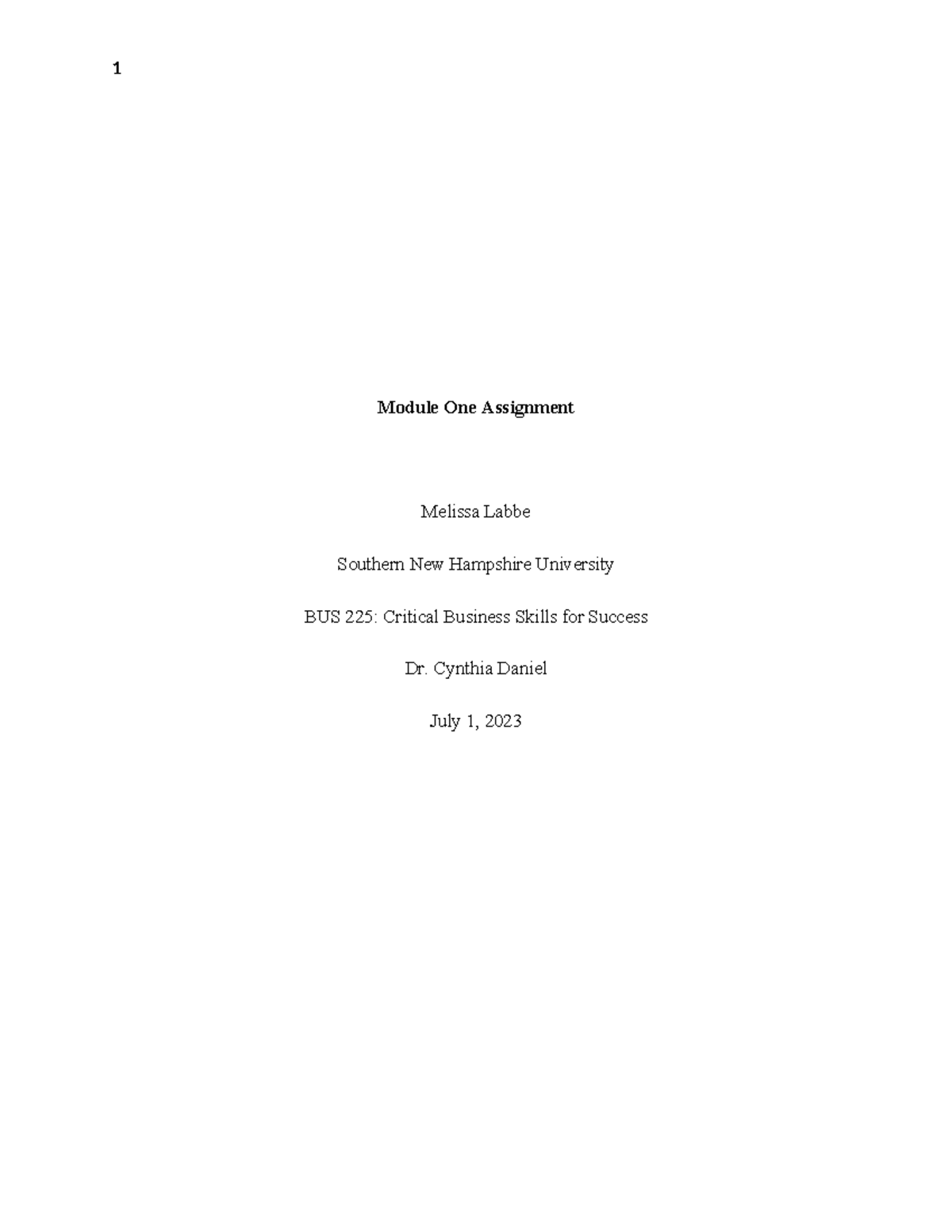 BUS225 Module One Assignment - Module One Assignment Melissa Labbe ...