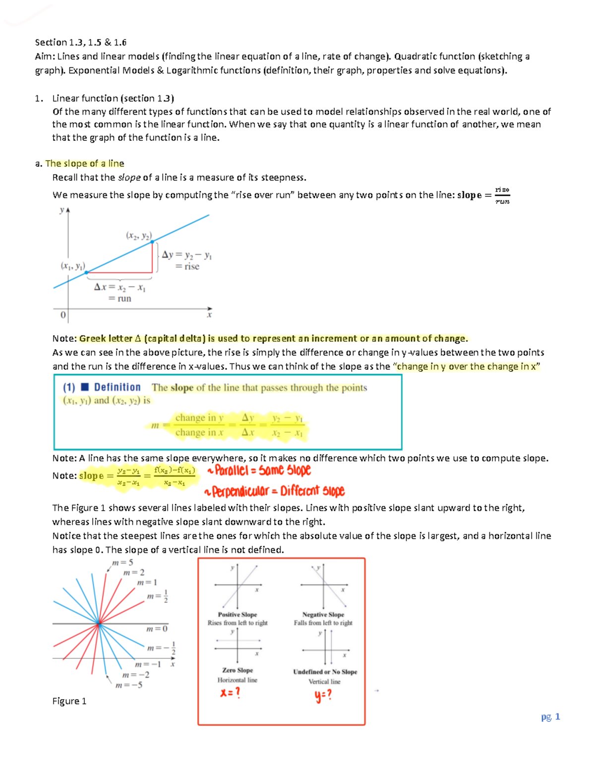 S-1.3-1.6 Linear Models, Combining functions, Exponential models and ...