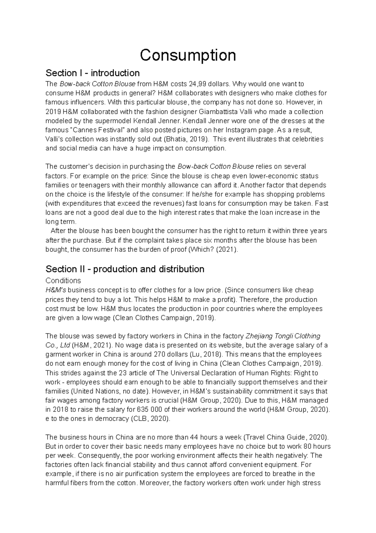 Consumption - def e f ffe fe f f f f - Consumption Section I ...