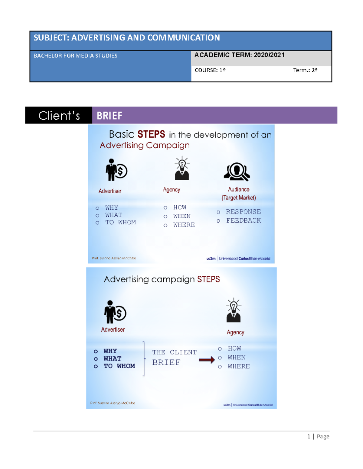 Client Brief - BACHELOR FOR MEDIA STUDIES ACADEMIC TERM: 2020/ COURSE ...