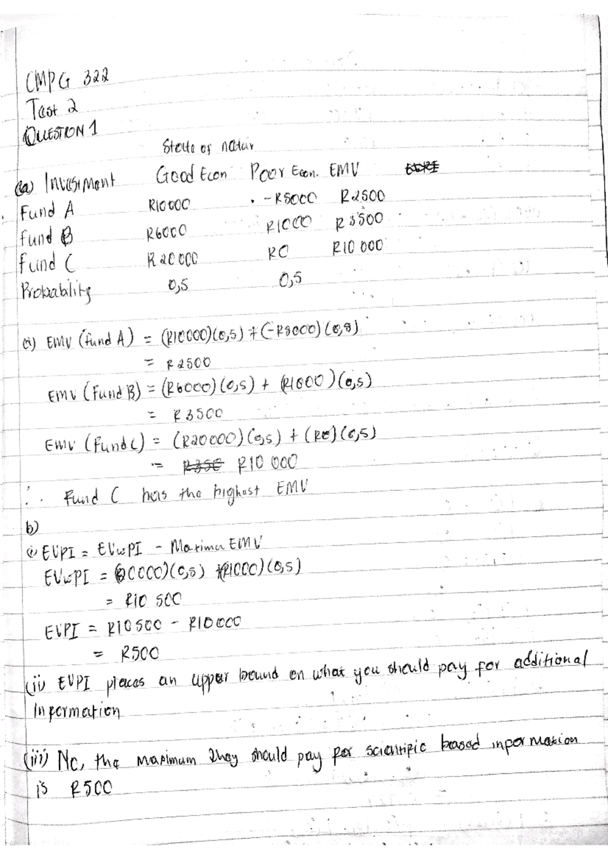 Test2 Question 1 - CMPG 322 Test 2 QUESTION 1 State of natur Good Econ ...