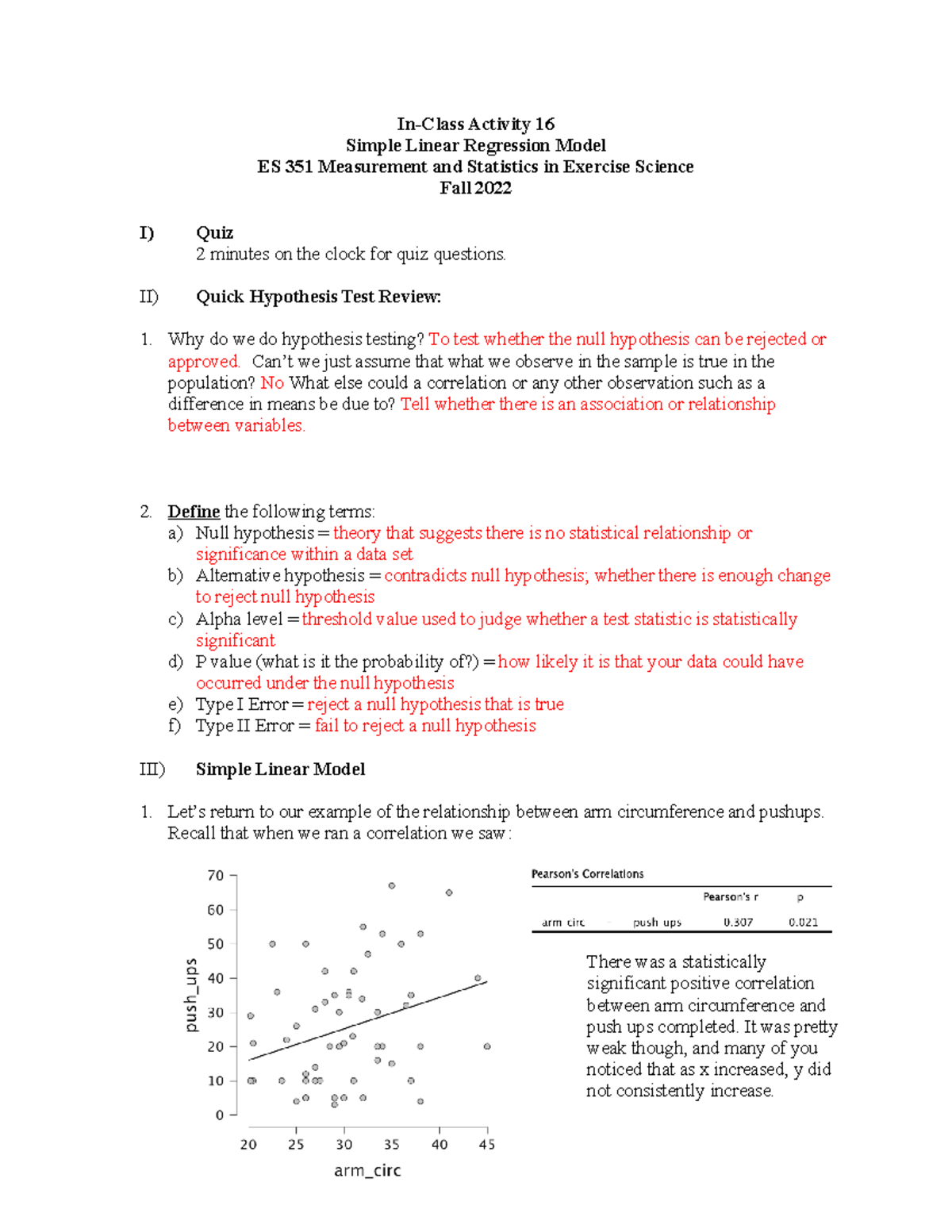 In-Class 16 Simple Linear Model I - In-Class Activity 16 Simple Linear ...
