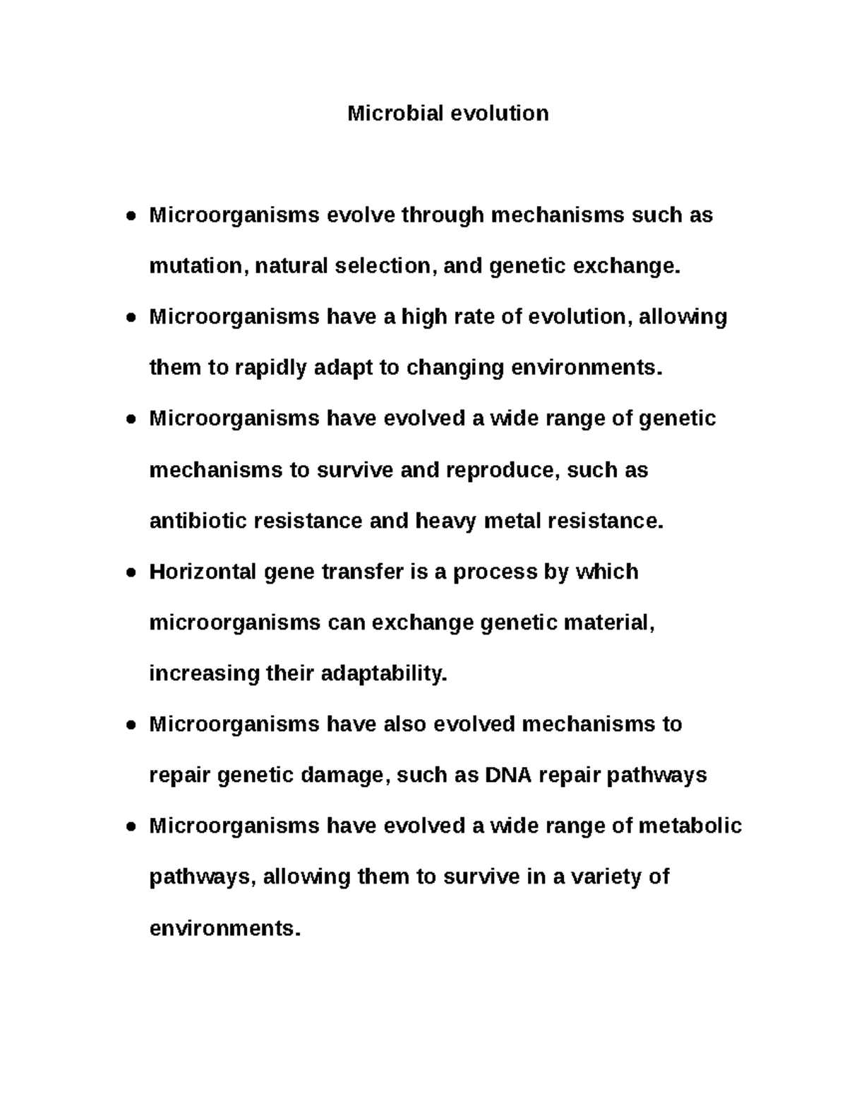 Microbial evolution - Google Docs - Microbial evolution Microorganisms ...