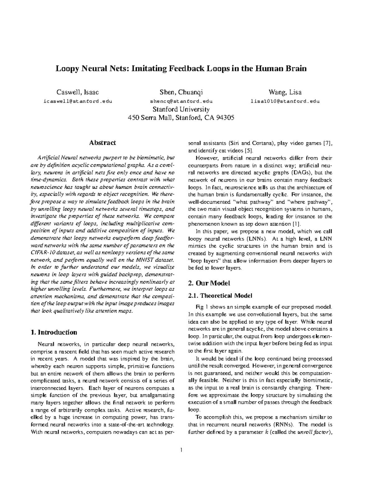 Loopy neural nets: imitating feedback loops in the human brain - Loopy ...