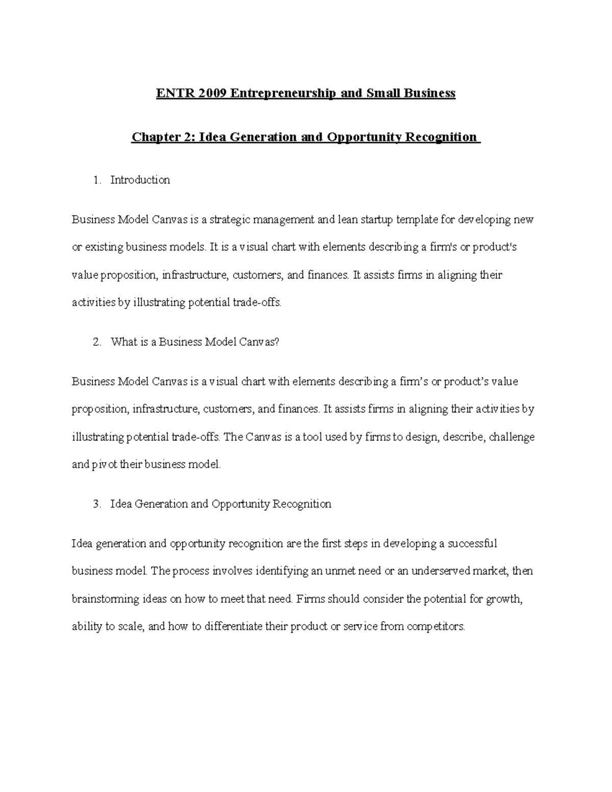 Chapter 2- Idea Generation and Opportunity Recognition - ENTR 2009 ...