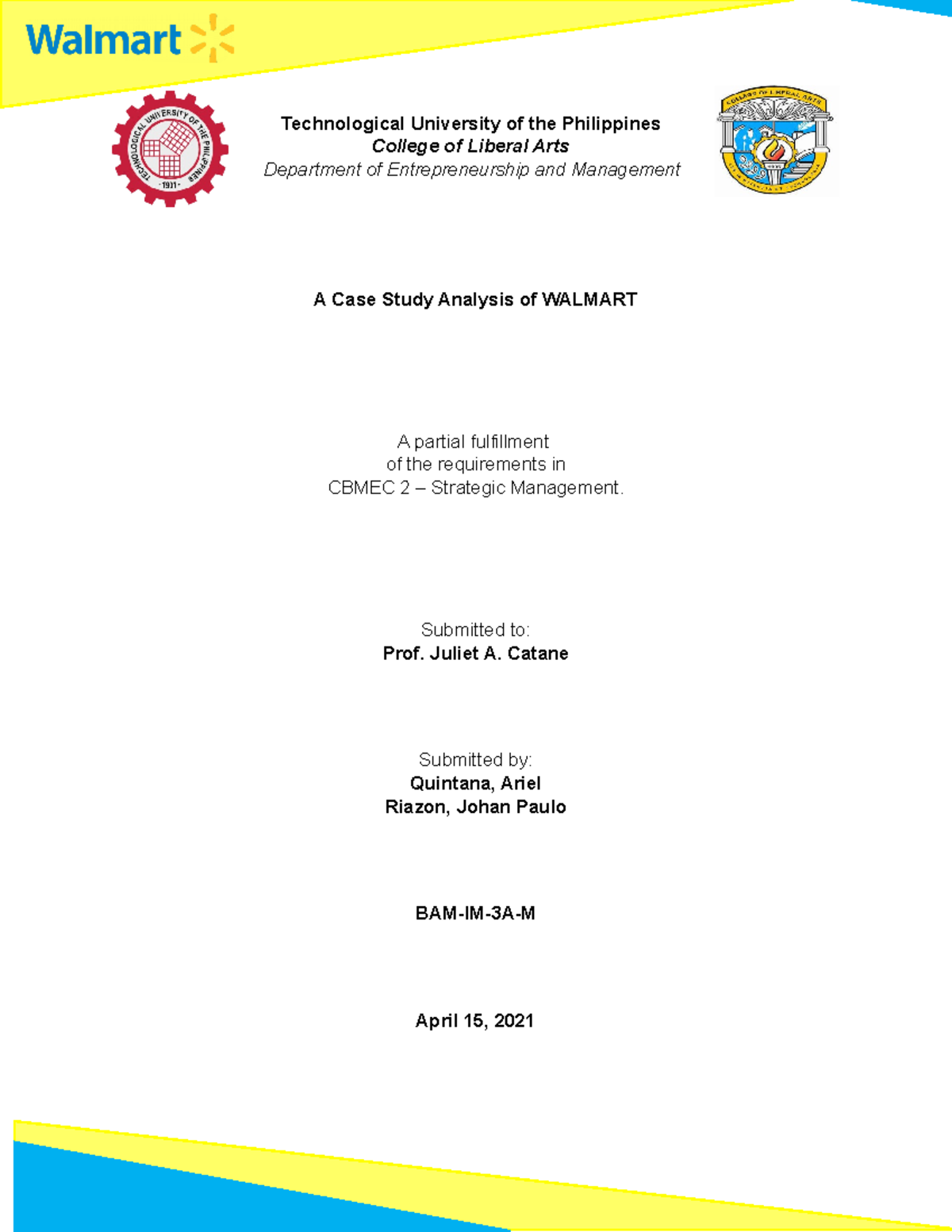 Updated- Group-5-Case-Study-Analysis-of- Walmart - Technological ...