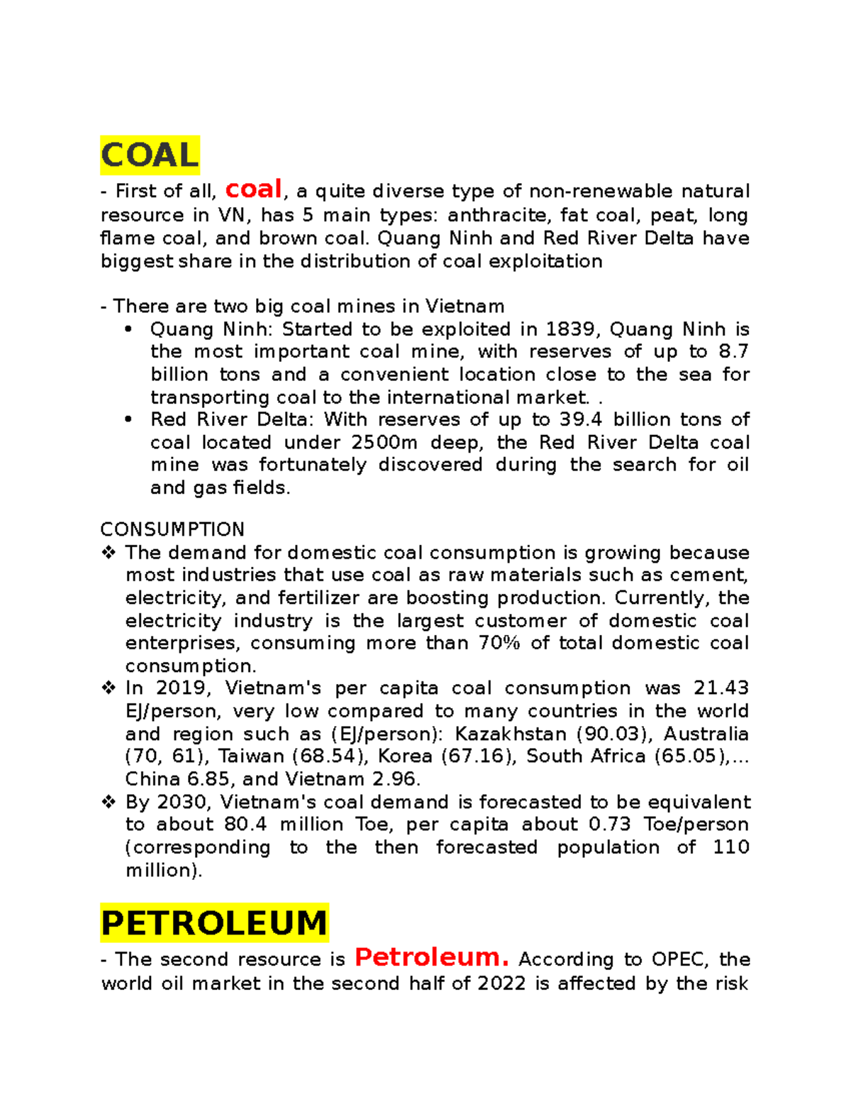 WEEK 5 - Energy IN USE - zssssssssss - COAL - First of all, coal, a ...