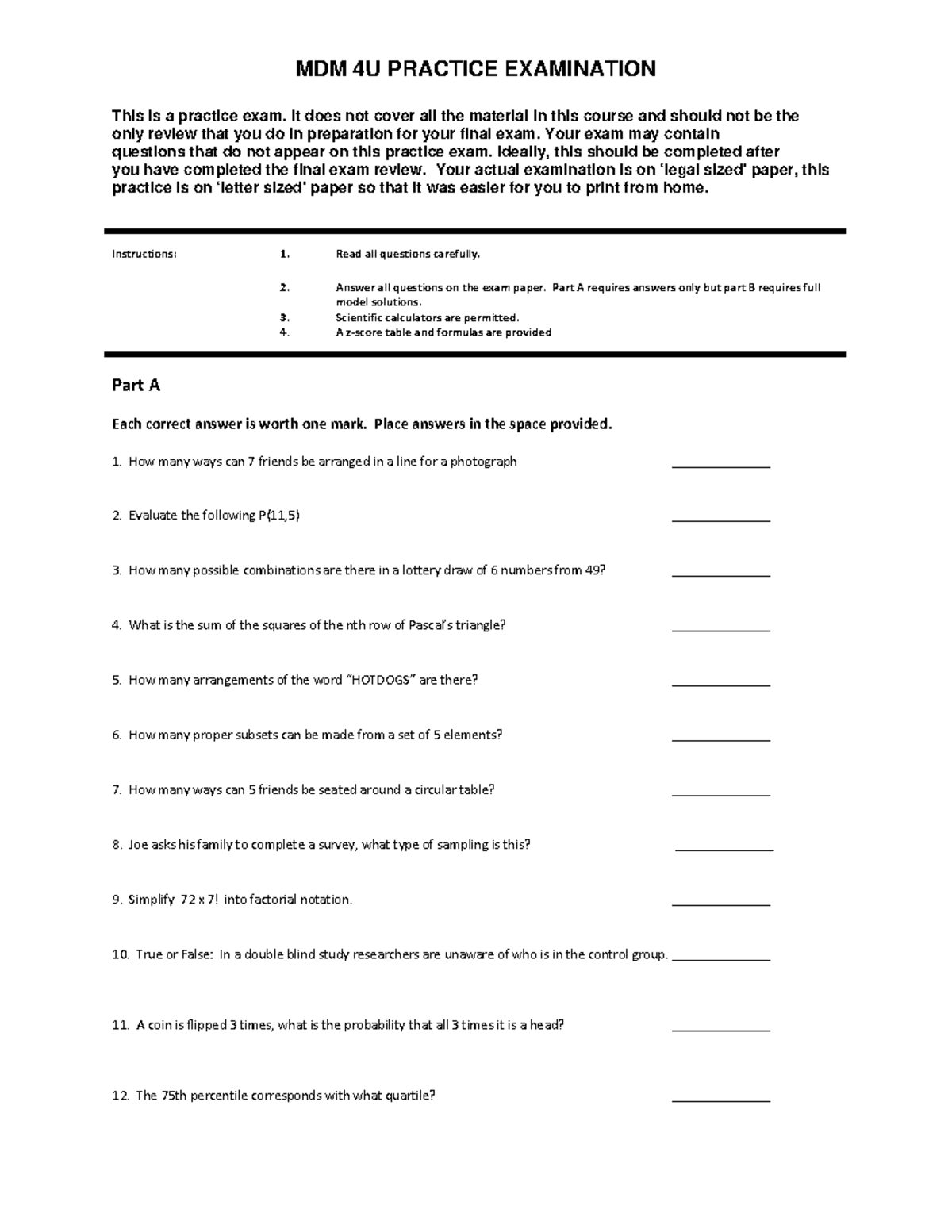 MDM 4UI Exam - This is a practice exam. - Studocu