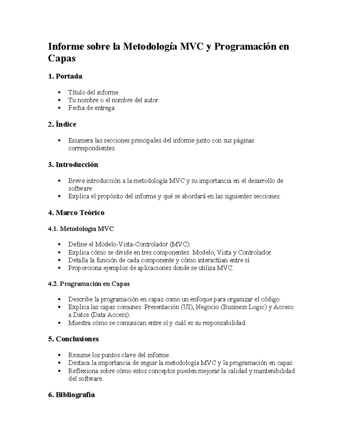 Informe sobre la Metodología MVC y Programación en Capas - Portada Título del informe. Tu nombre ...