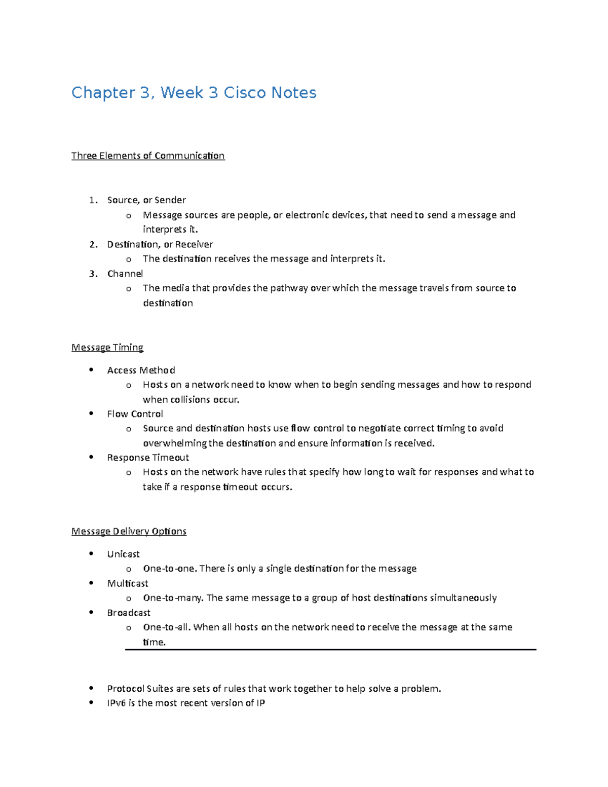 Chapter 3 Cisco Network Protocols and Communications - Chapter 3, Week ...