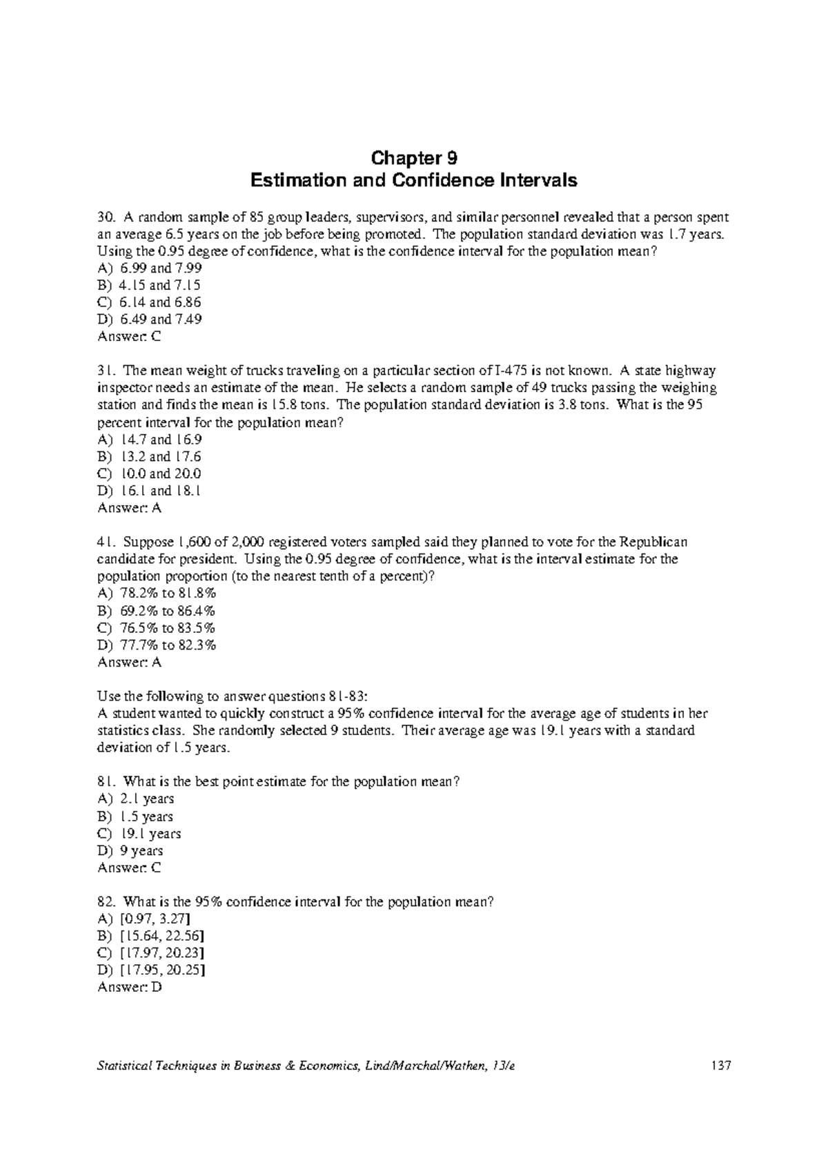Ch9-testbank-handout compress - Statistical Techniques in Business ...