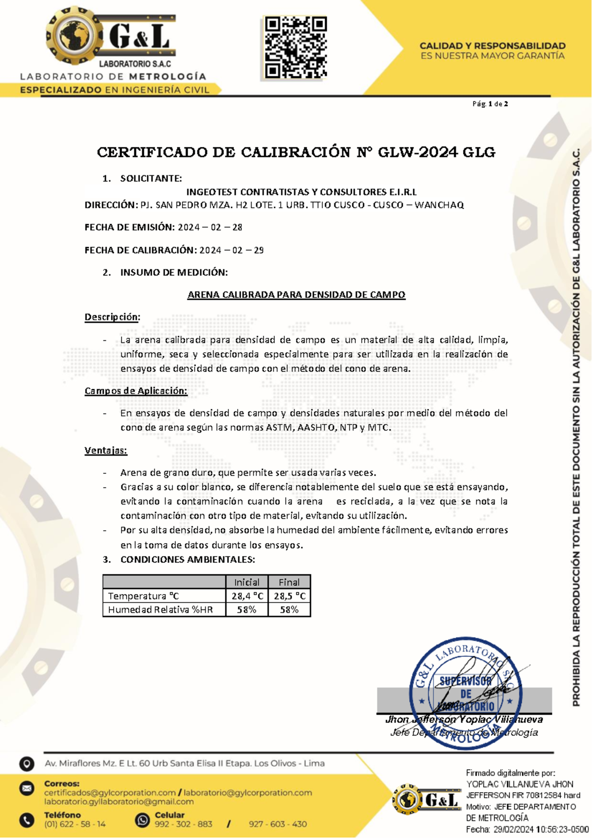 GLW - 2024 GLG Ingeotest Contratistas Y Consultores ( Arena Calibrada ...