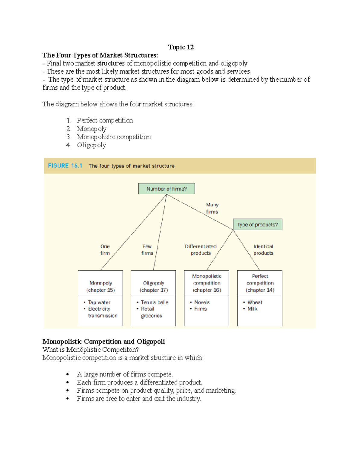 BUE Topic-12 - aaaa - Topic 12 The Four Types of Market Structures ...