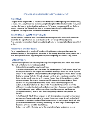 Song form Identification Guide - SONG FORM IDENTIFICATION GUIDE Song ...