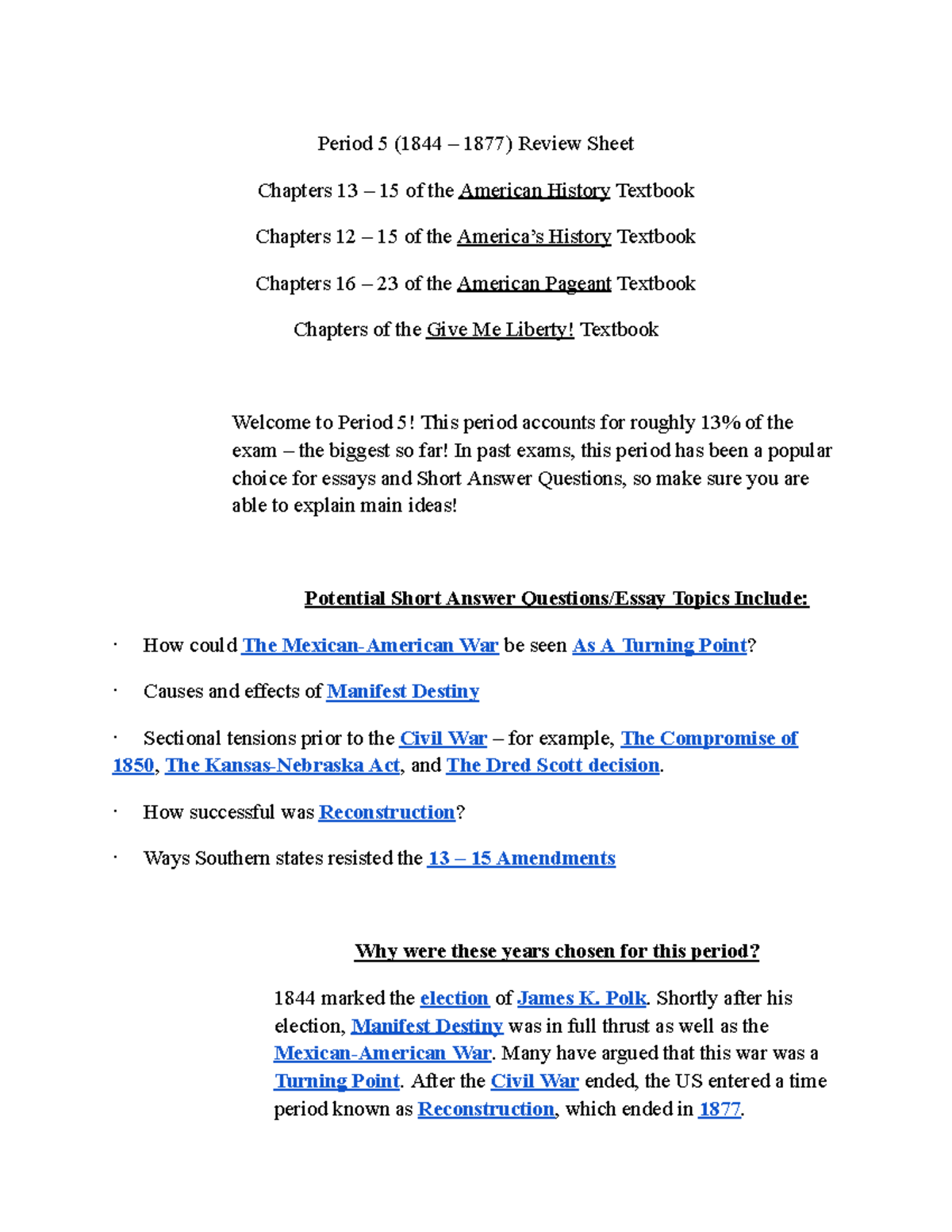 Period 5 (1844 – 1877) Review Sheet - Period 5 (1844 – 1877) Review ...