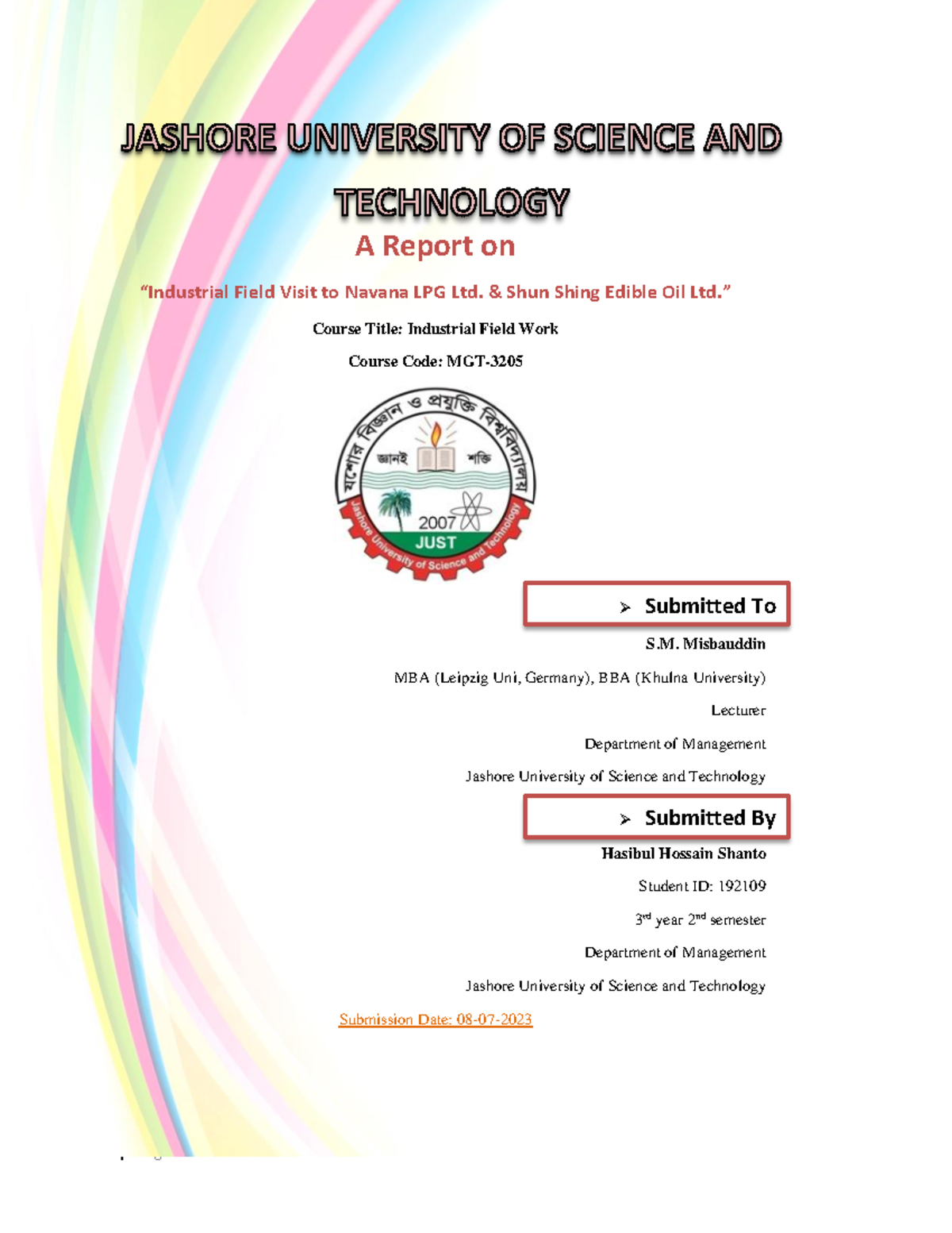 Industrial field visit report F - A Report on “Industrial Field Visit ...