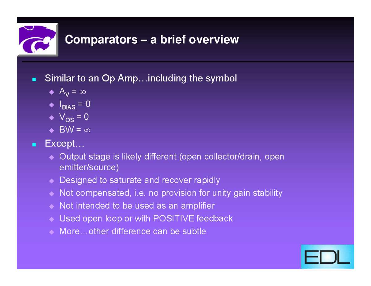 Comparators and Schmitt Triggers - Comparators – a brief overview ...