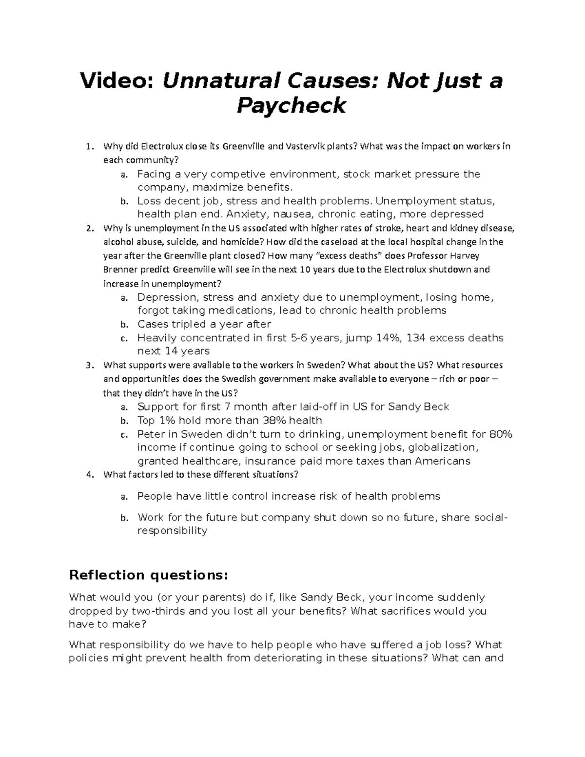 Questions Not Justa Paycheck - Video: Unnatural Causes: Not Just a ...