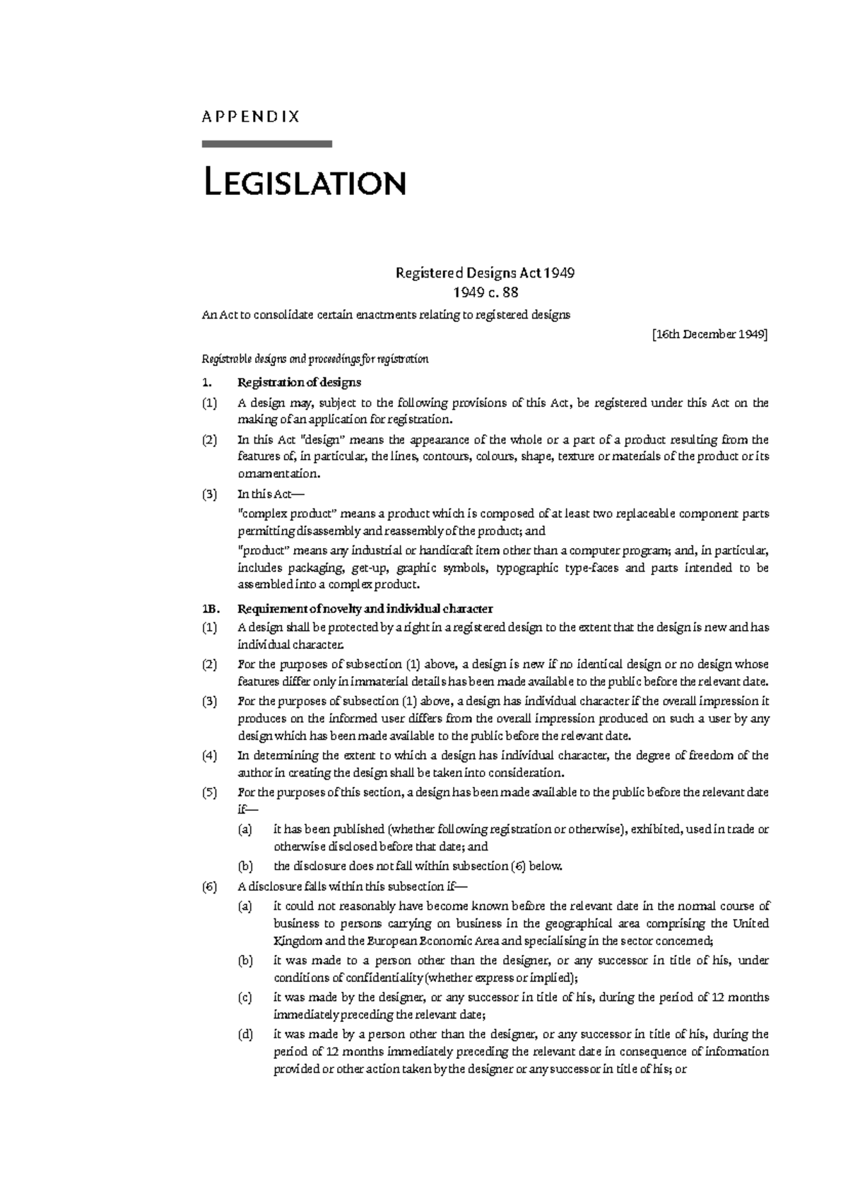 Appendix 01 - Registered Designs Act 1949 413 A P P E N D I X ...