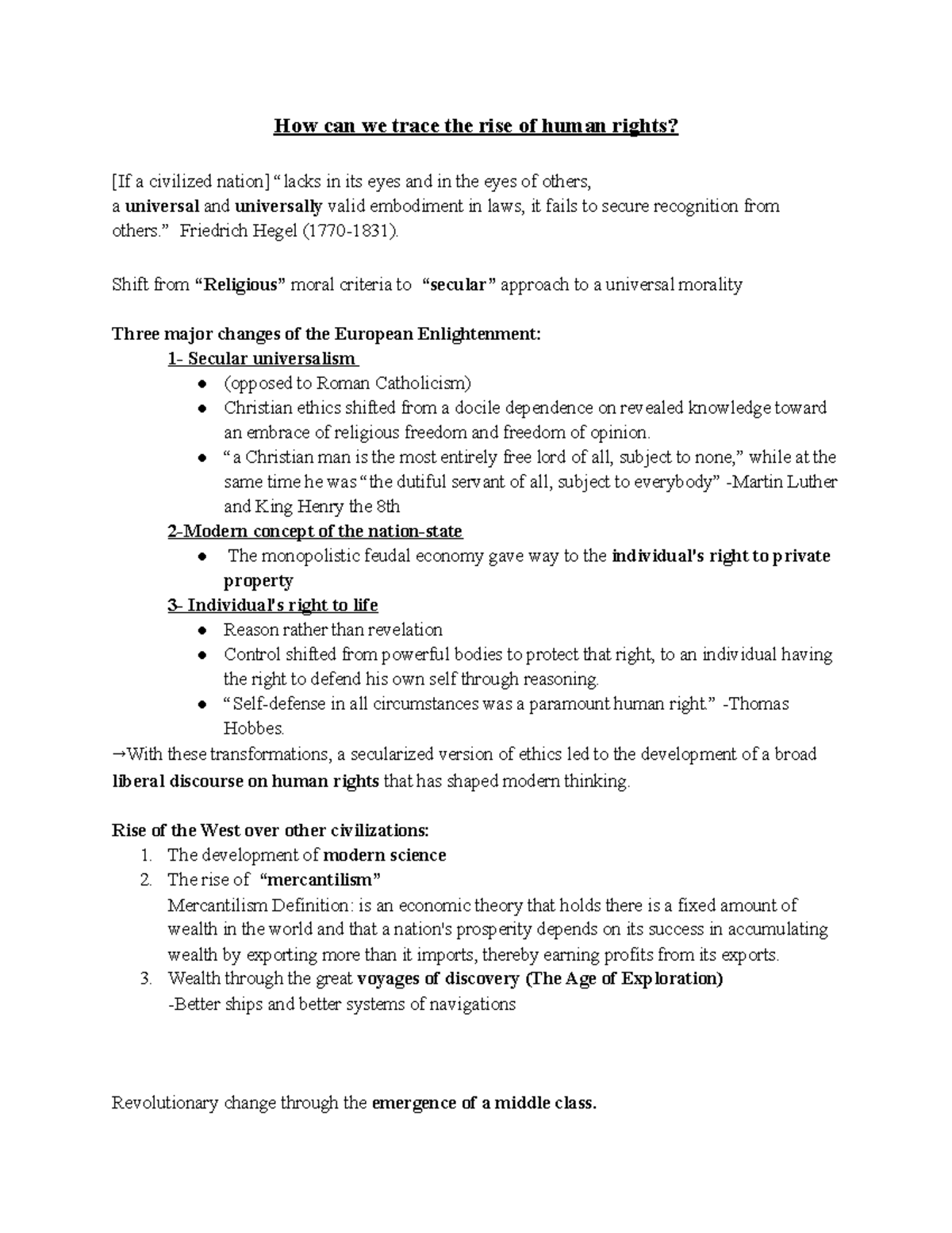 Week 3 and 4 lecture notes - How can we trace the rise of human rights ...