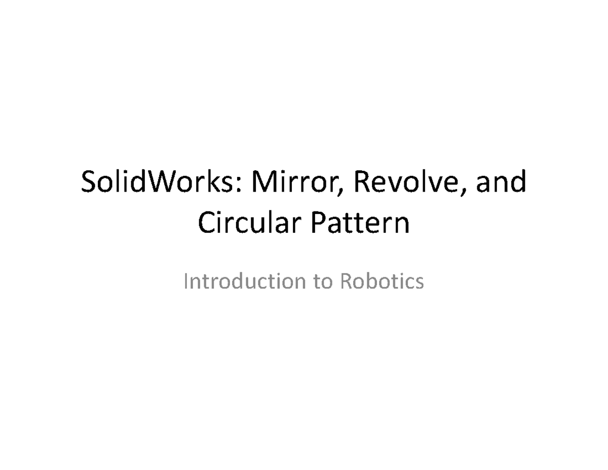 Gears - SolidWorks: Mirror, Revolve, and Circular PatternCircular ...