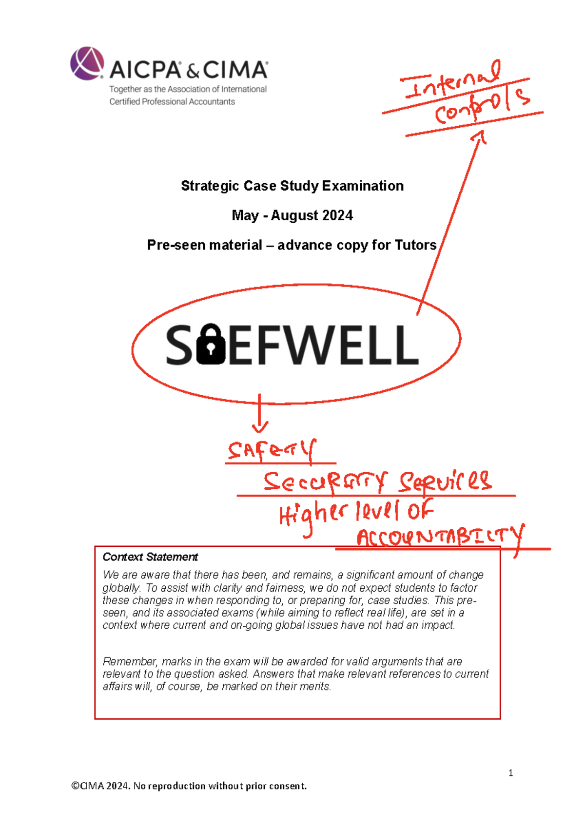 SCS May-Aug24 - Pre-seen for Tutors - 1 Strategic Case Study ...