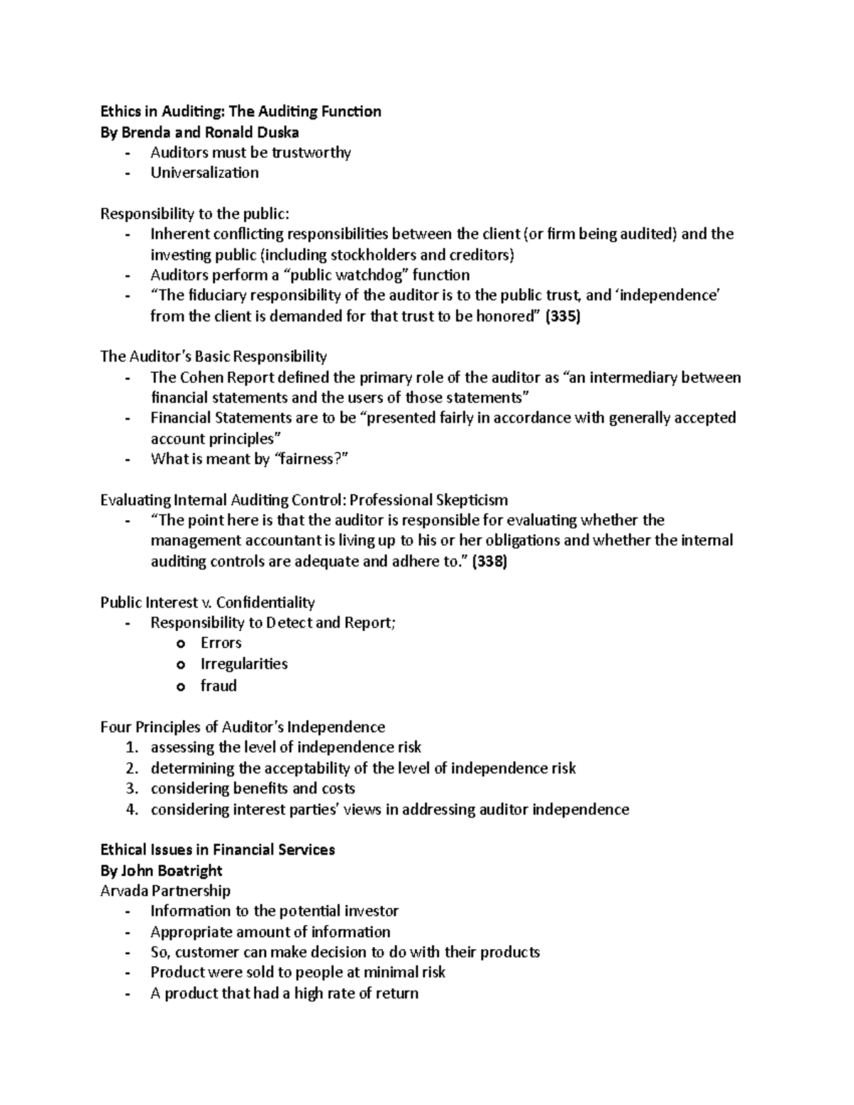 Issues in Finance and Accounting - Ethics in Audiing: The Audiing ...