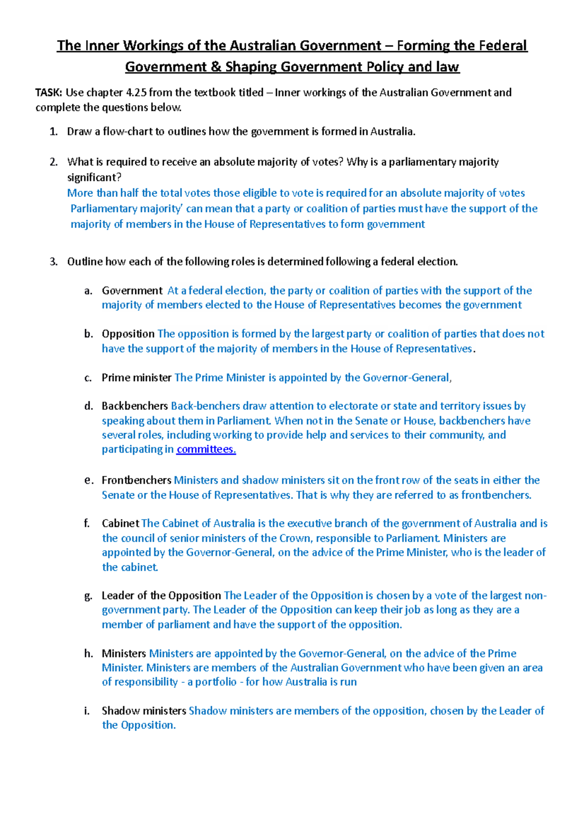 Forming Government and Policy - The Inner Workings of the Australian ...