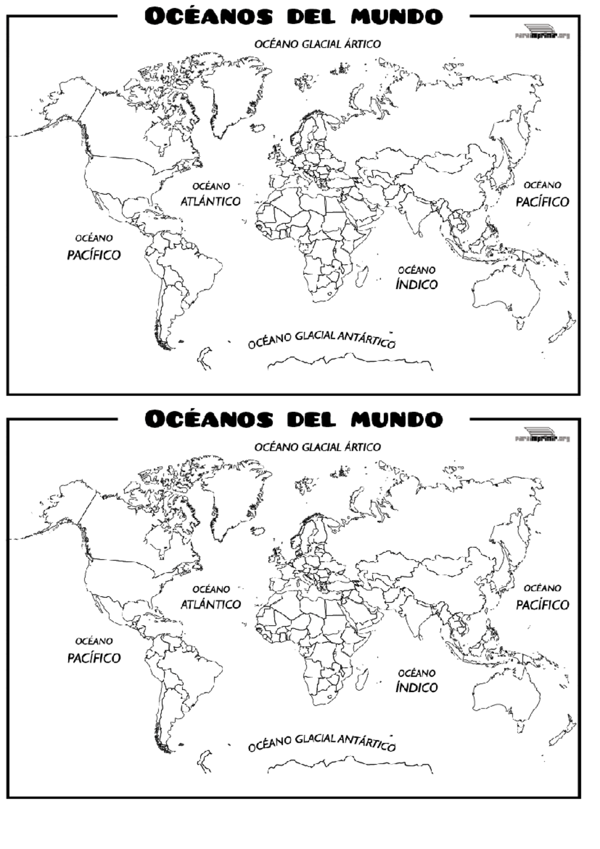 Mapas DE Oceanos - Tutorial - OCEANOS DEL MUNDO Paraimprimir OCÉANO GLACIAL ÁRTICO OCÉANO OCÉANO ...