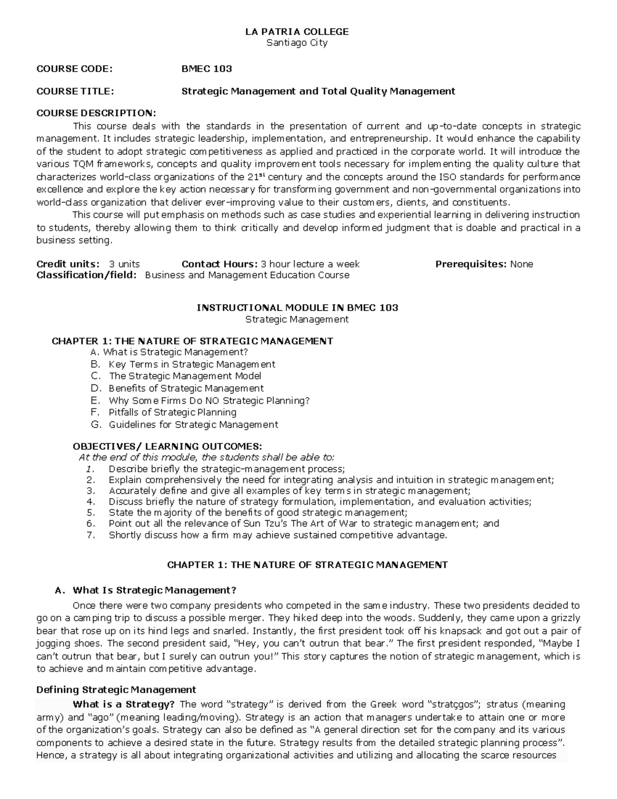 BMEC 103 Module WEEK 1 Revised - LA PATRIA COLLEGE Santiago City COURSE ...